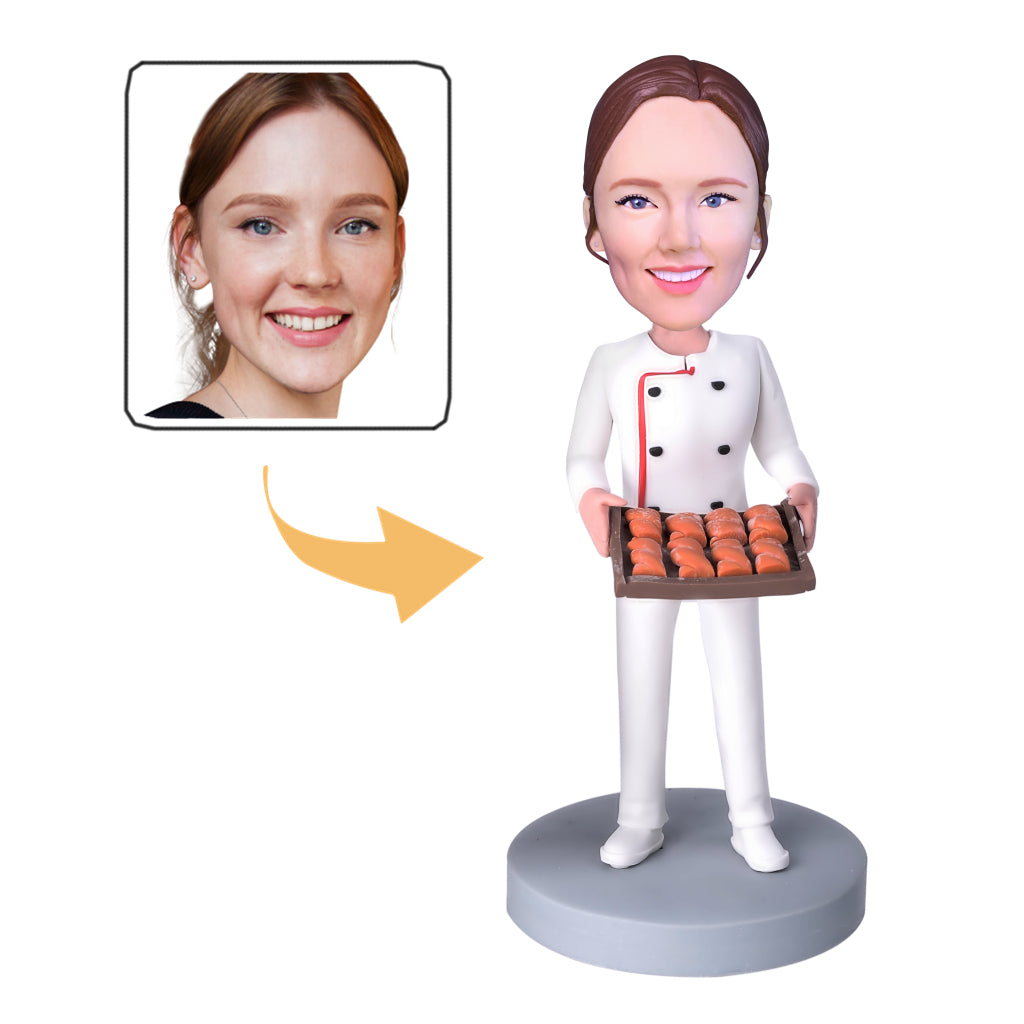 Gifts for female bakers丨Personalized custom baker bobblehead – statuegift